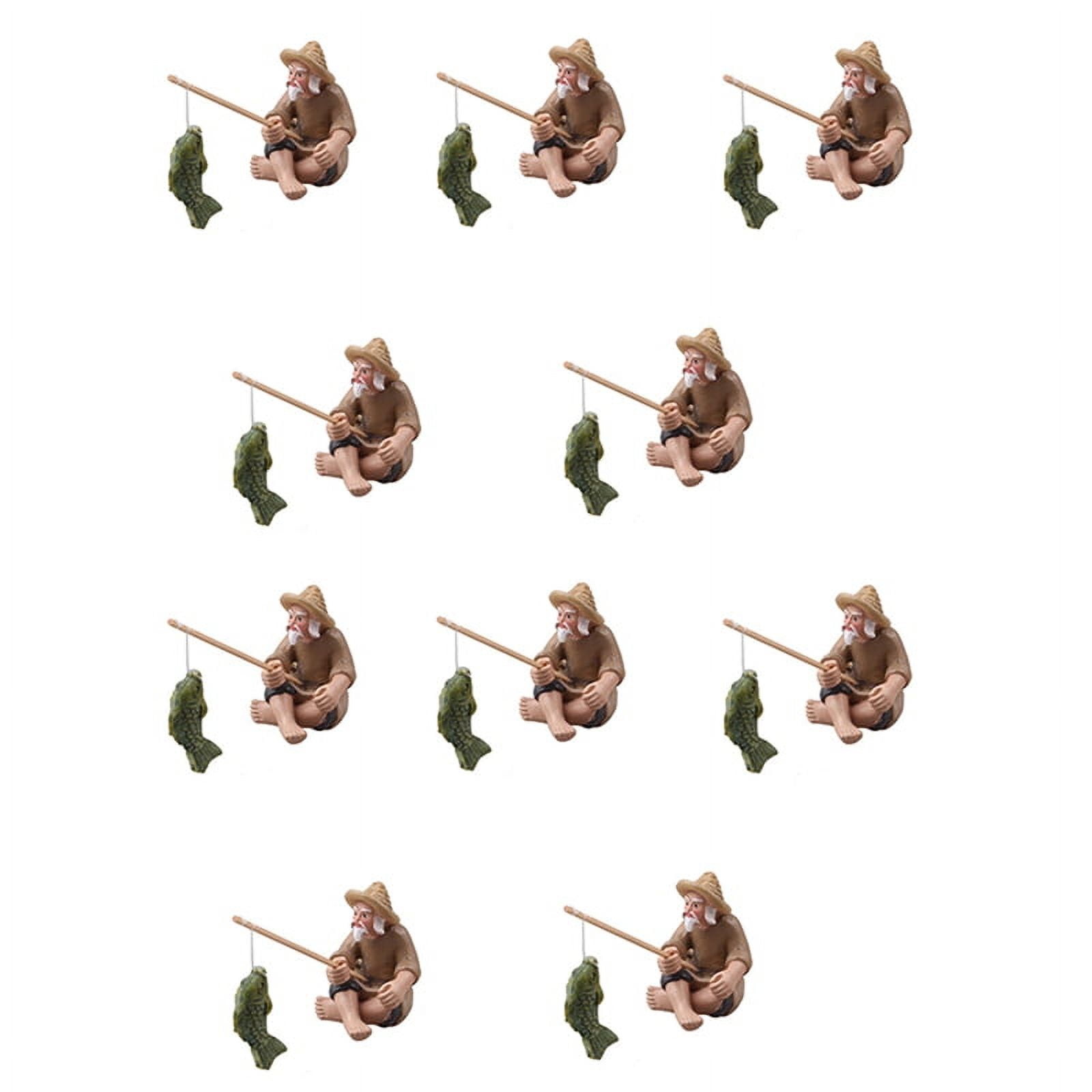 Mini Fisherman Figurines Miniature Resin Fisherman Bonsai Sculpture ...