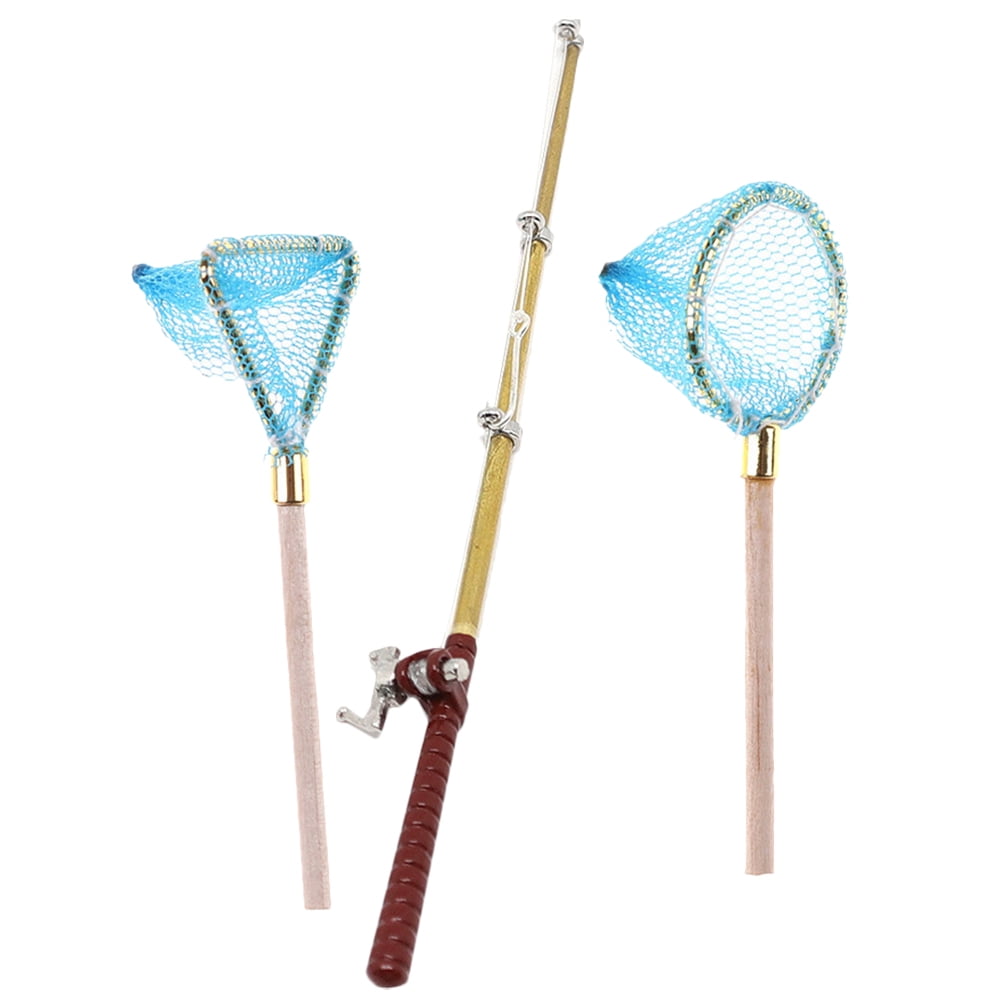 Mini Fishing Rod Rods Accessories for Doll House Set Aluminum Alloy ...