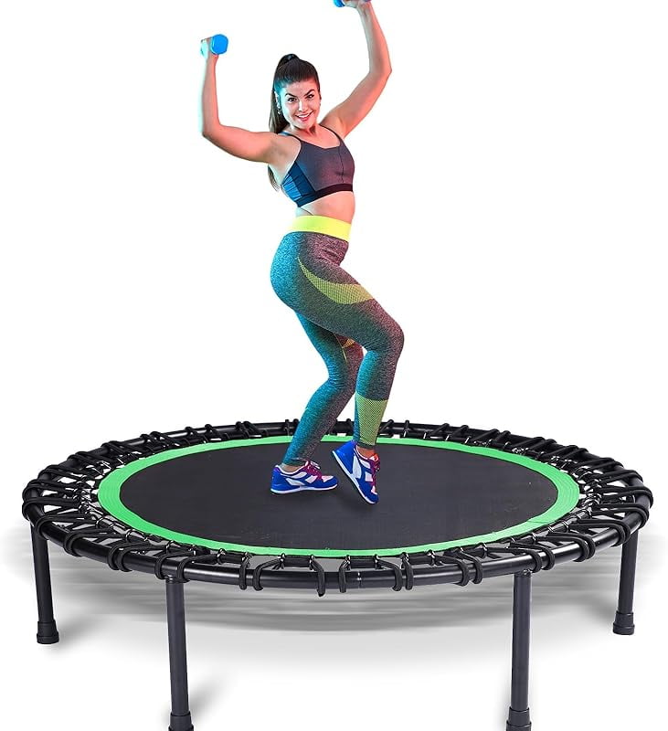 Mini Fitness Trampoline with Bungees Stable & Quiet Rebounder for ...