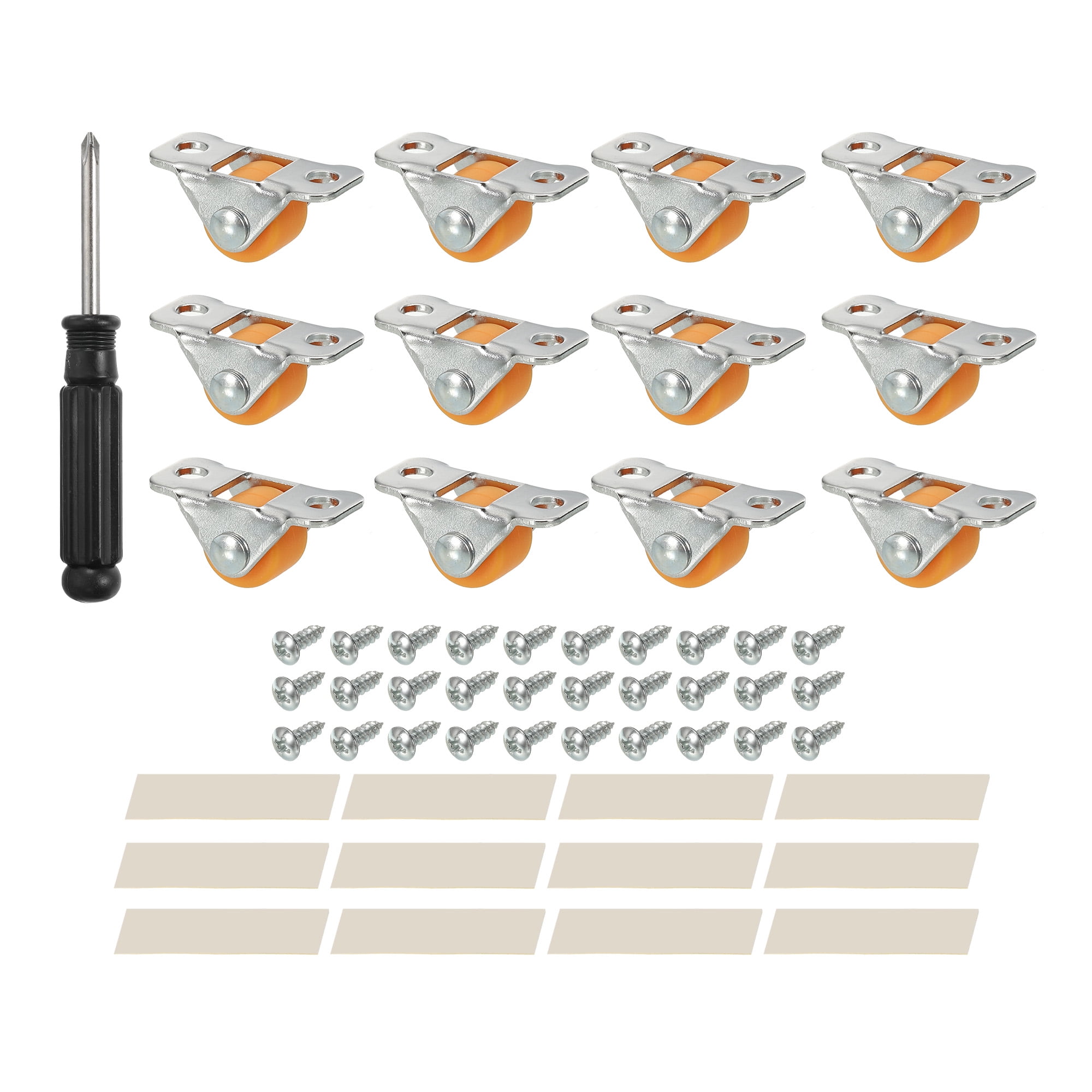 Mini Fixed Caster Wheel 0.5", 12 Pack Hard Plastic Rigid Roller with ...