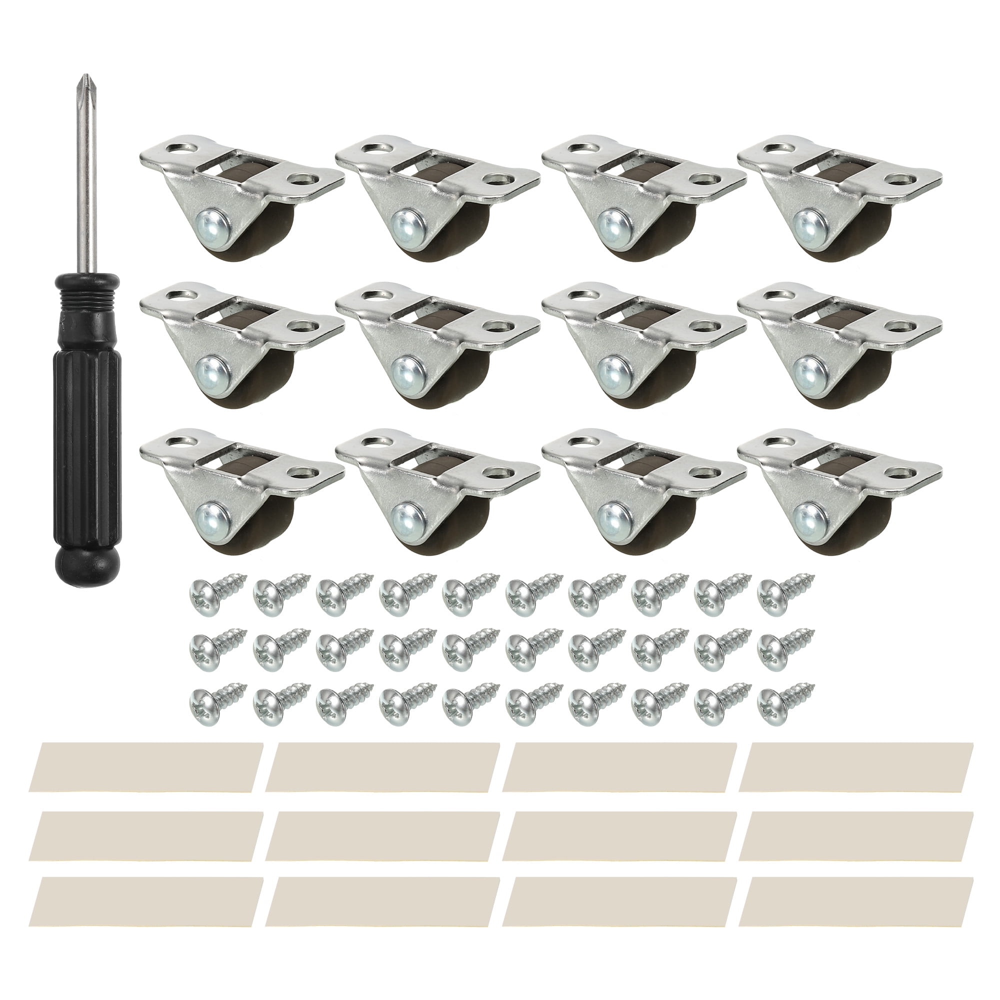 Mini Fixed Caster Wheel 0.5", 12 Pack Soft Plastic Rigid Roller with ...