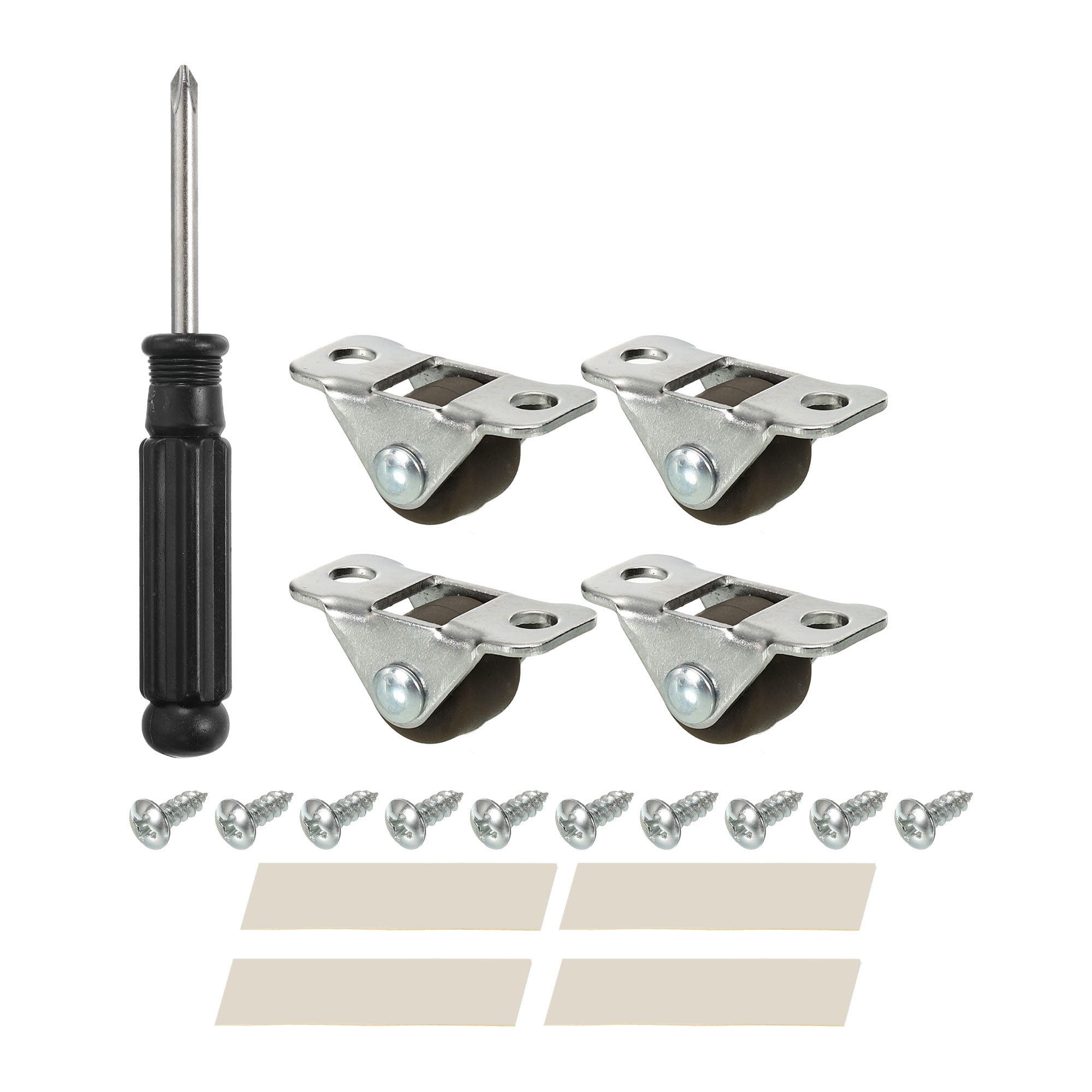 Mini Fixed Caster Wheel 0.5", 4 Pack Soft Plastic Rigid Roller with ...