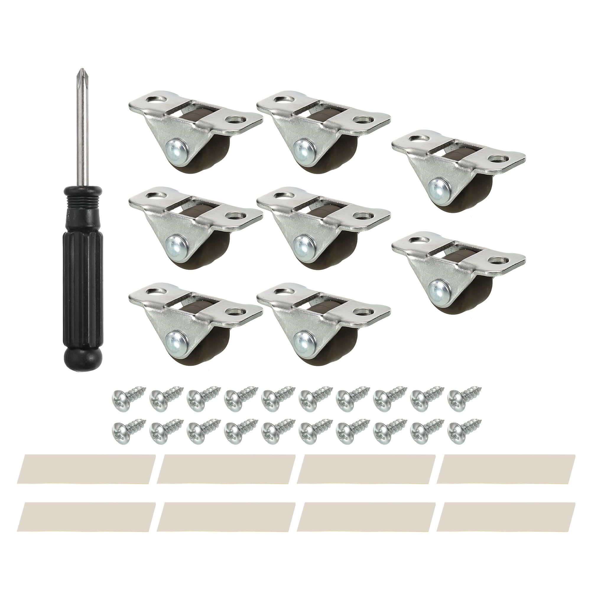 Mini Fixed Caster Wheel 0.5", 8 Pack Soft Plastic Rigid Roller with ...