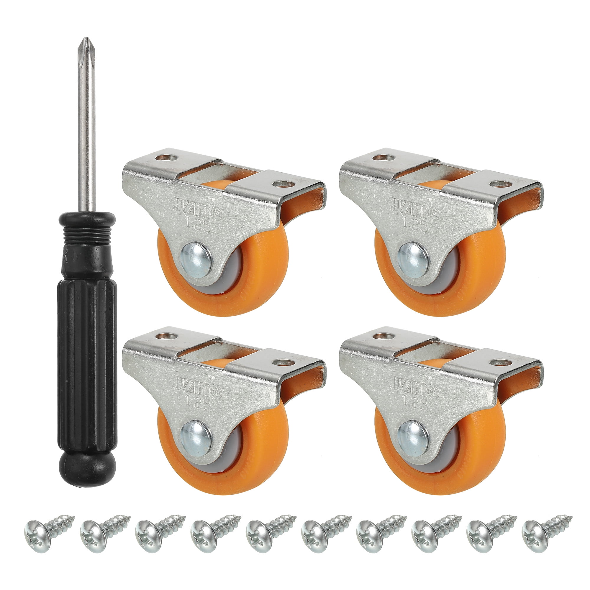Mini Fixed Caster Wheel 1.25", 4 Pack MPA Rigid Roller with Bearing ...