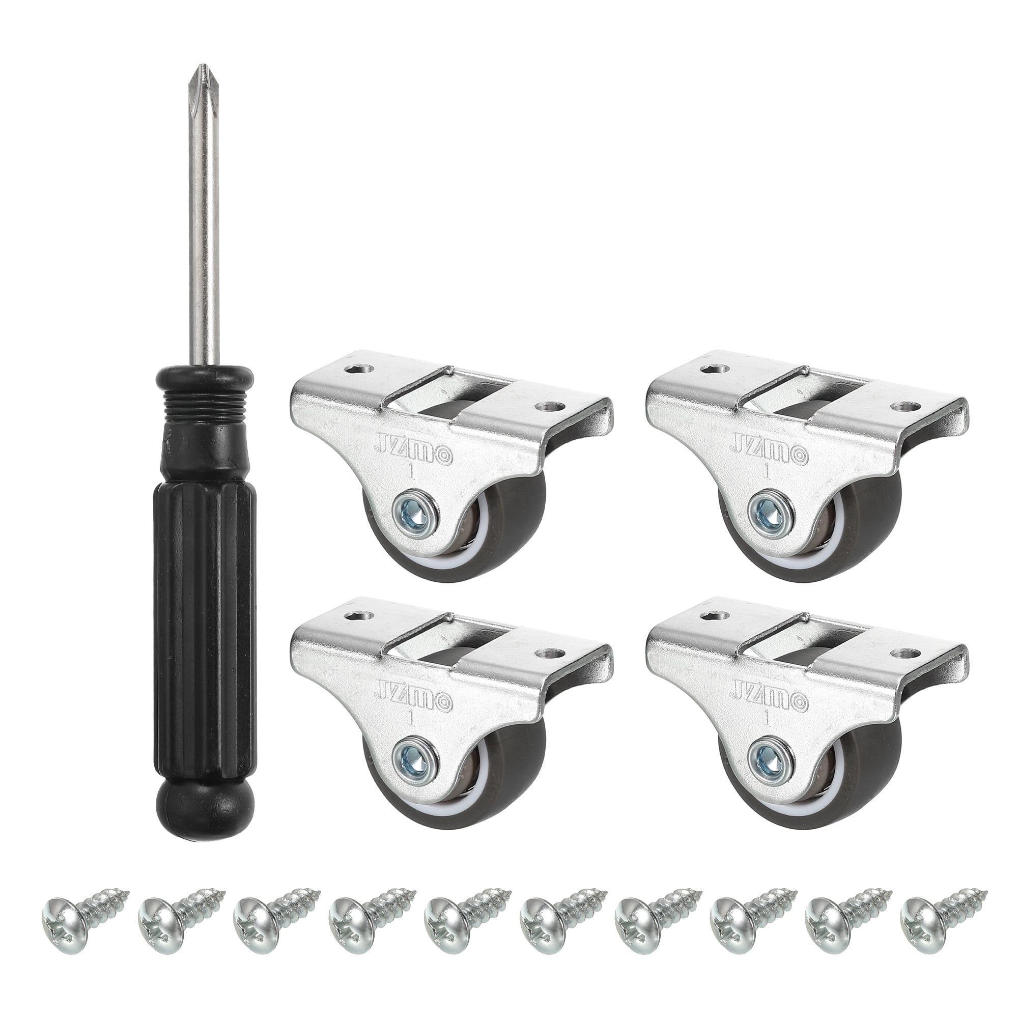 Mini Fixed Caster Wheel 1", 4 Pack TPE Rigid Roller with Bearing Metal ...