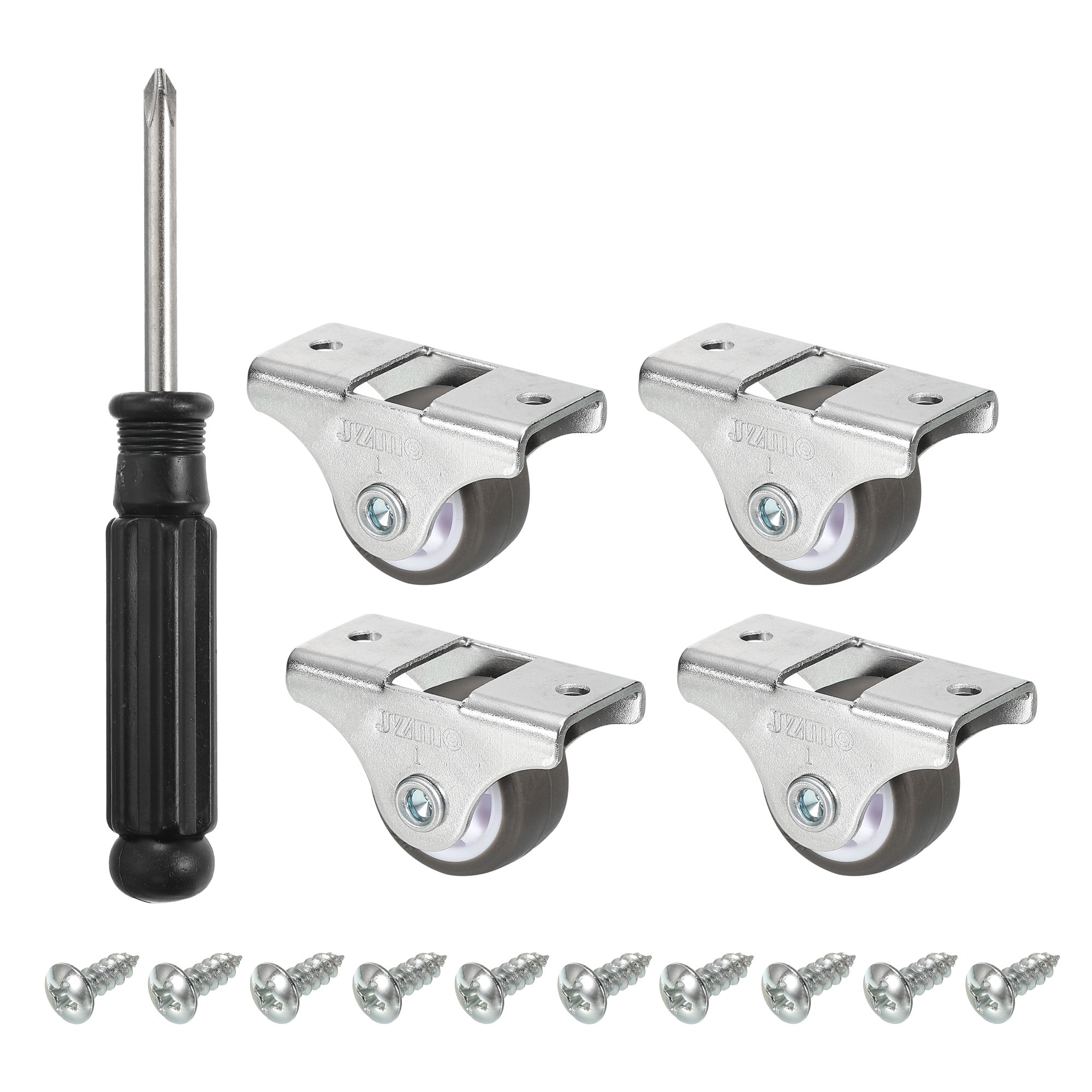 Mini Fixed Caster Wheel 1", 4 Pack TPE Rigid Roller with Metal Top ...