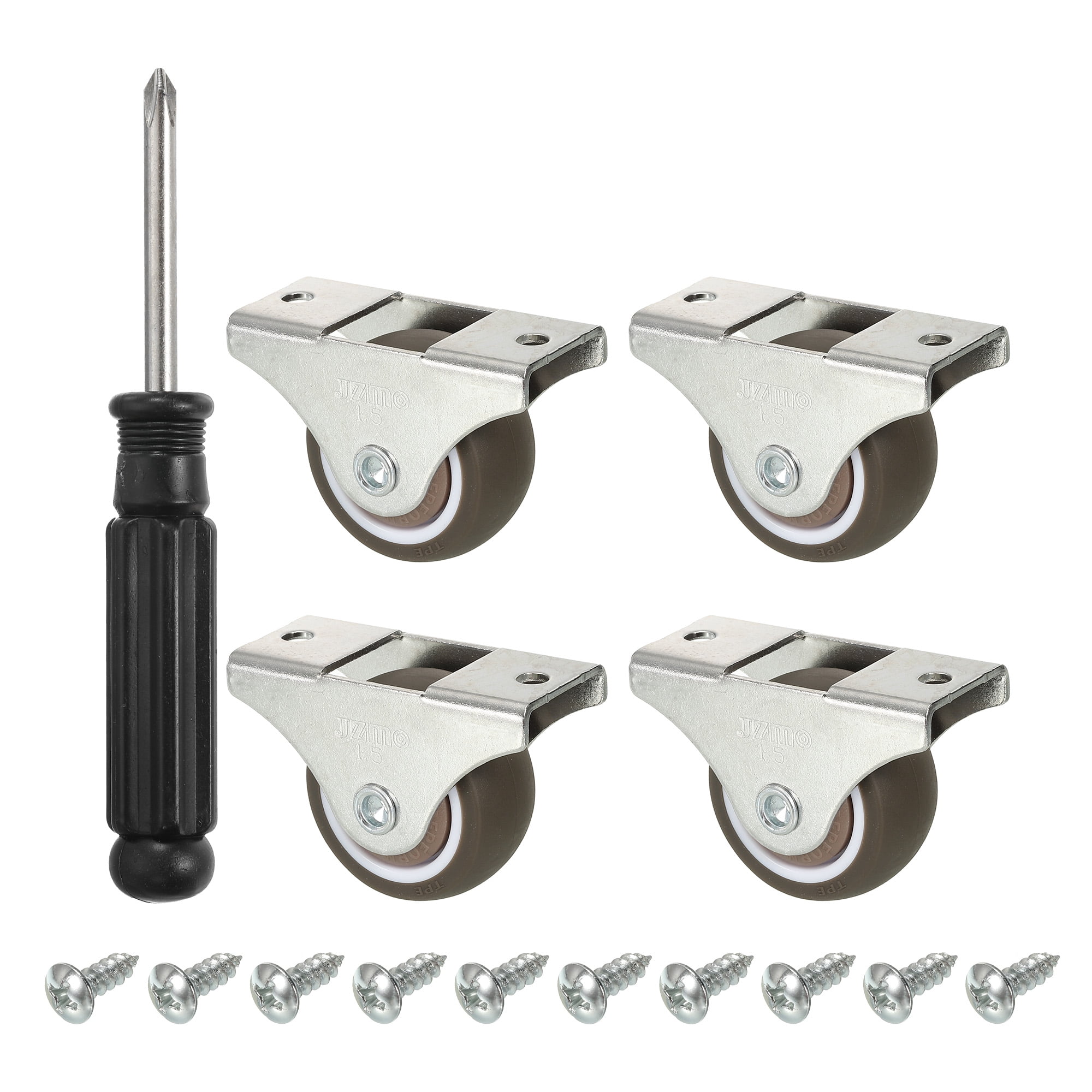Mini Fixed Caster Wheel 1.5", 4 Pack TPE Rigid Roller with Bearing ...