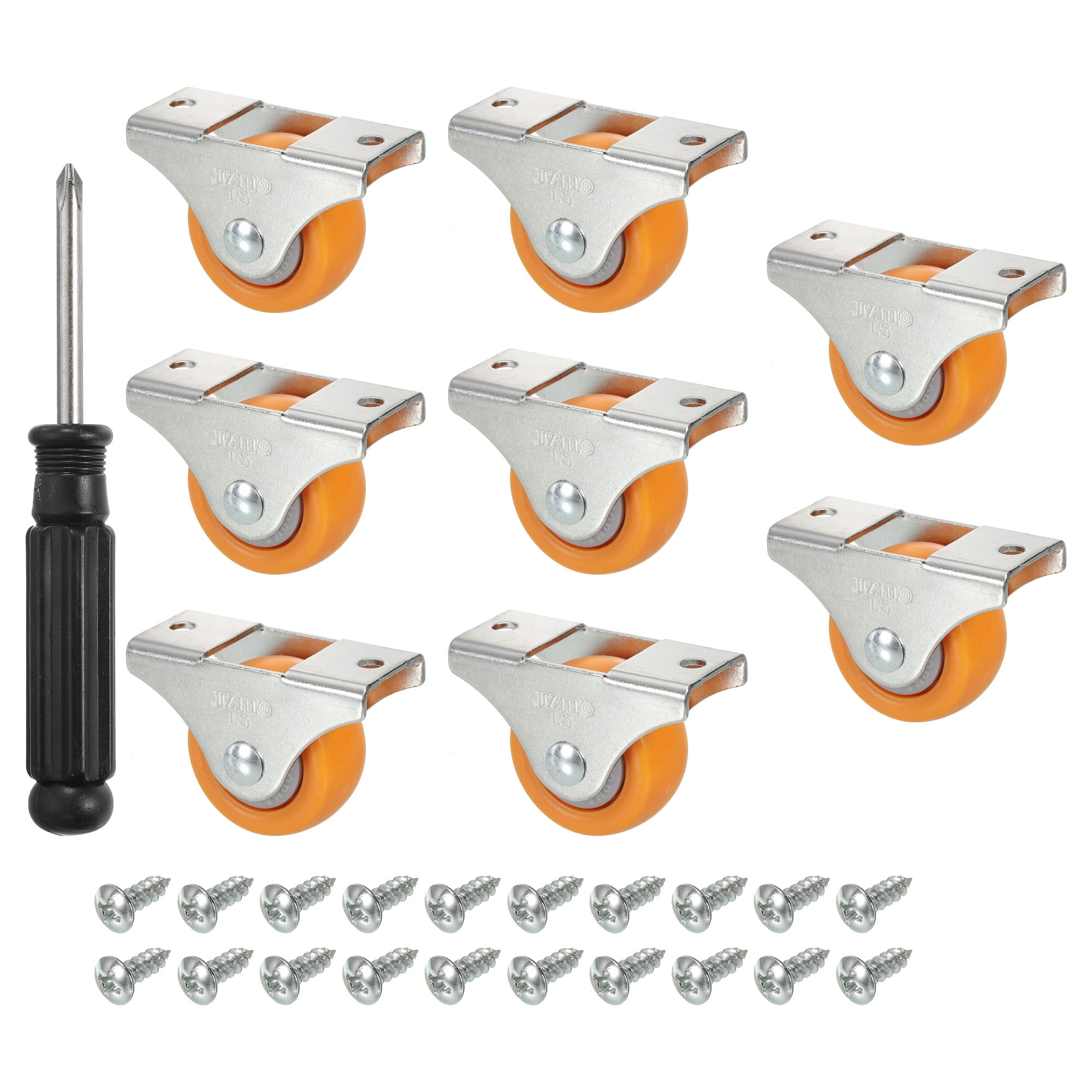 Mini Fixed Caster Wheel 1.5", 8 Pack MPA Rigid Roller with Bearing ...