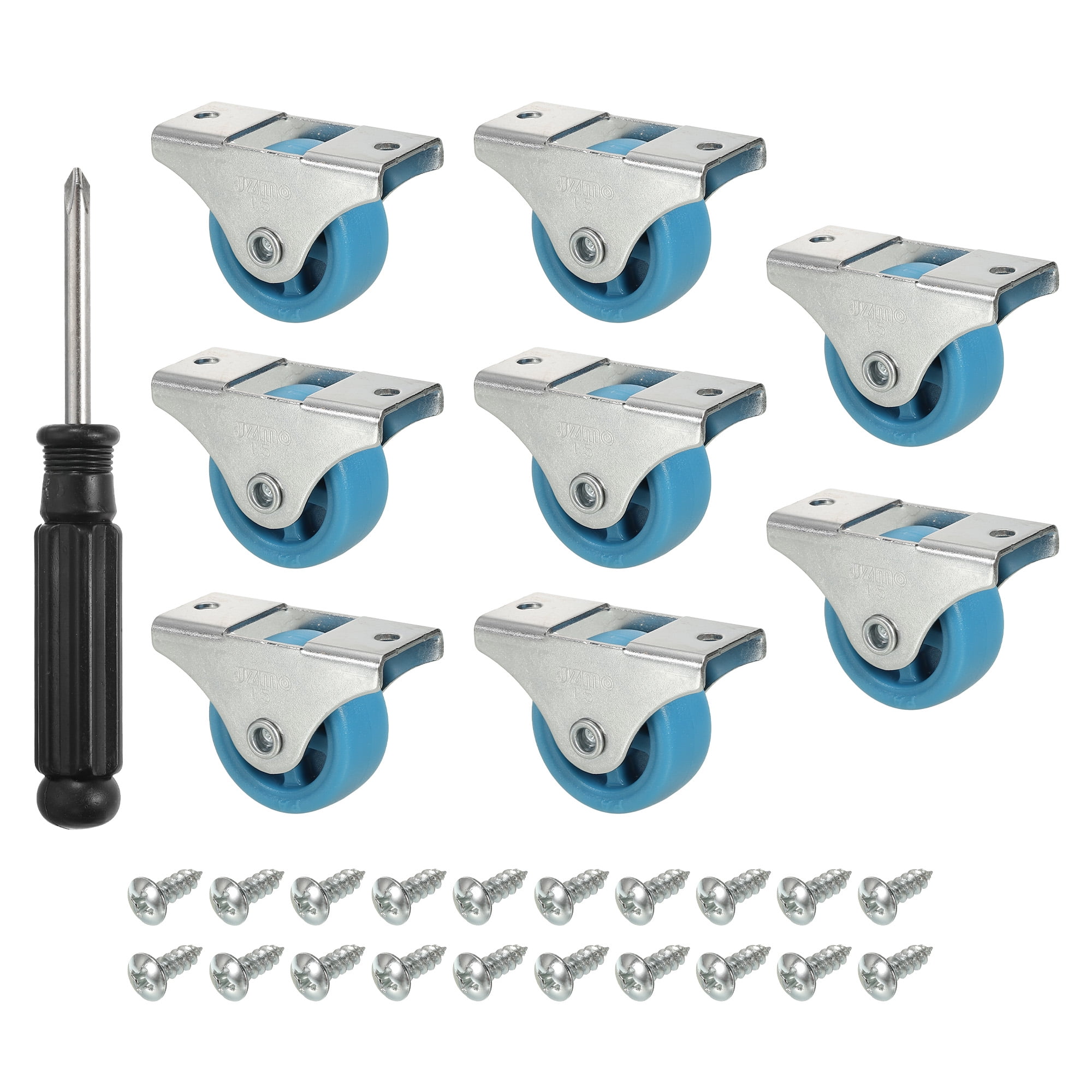 Mini Fixed Caster Wheel 1.5", 8 Pack PA Rigid Roller with Metal Top ...