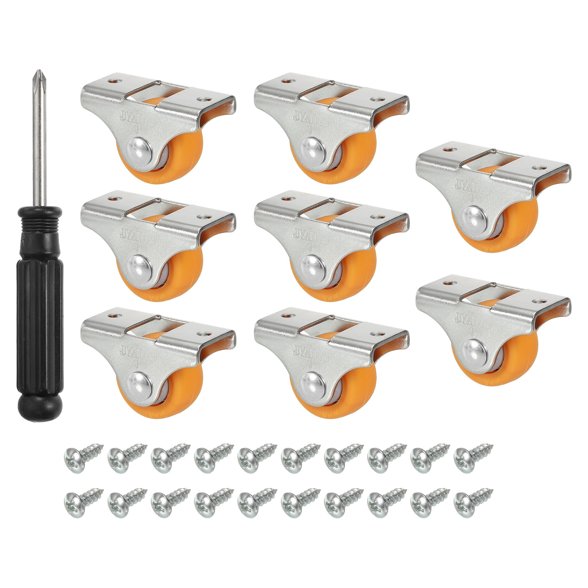 Mini Fixed Caster Wheel 1", 8 Pack MPA Rigid Roller with Bearing Metal ...