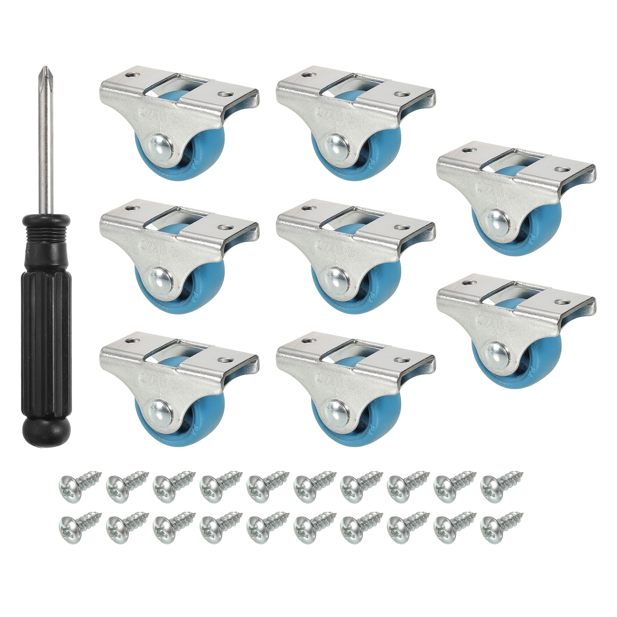 Mini Fixed Caster Wheel 1", 8 Pack PA Rigid Roller with Metal Top Plate ...