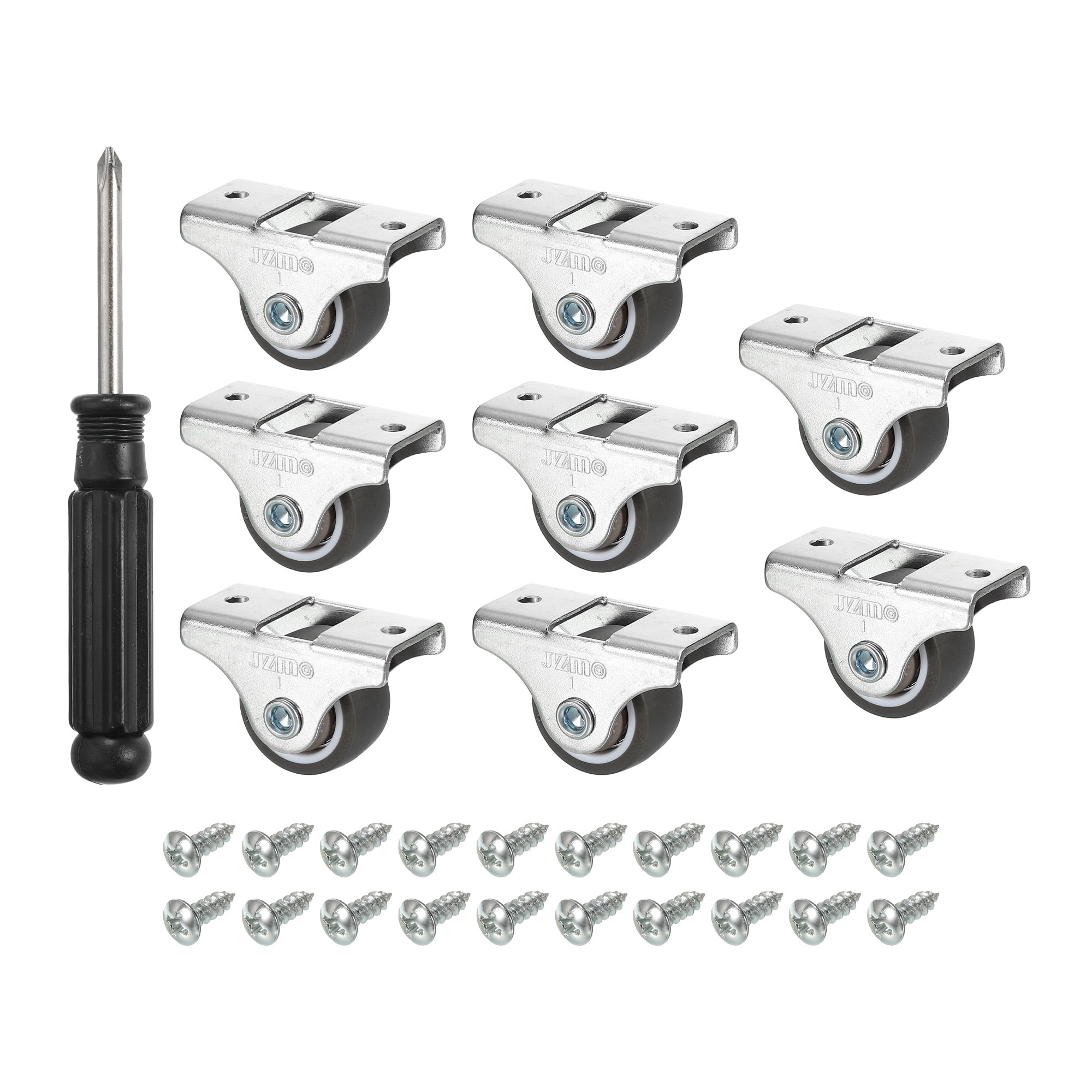 Mini Fixed Caster Wheel 1", 8 Pack TPE Rigid Roller with Bearing Metal ...