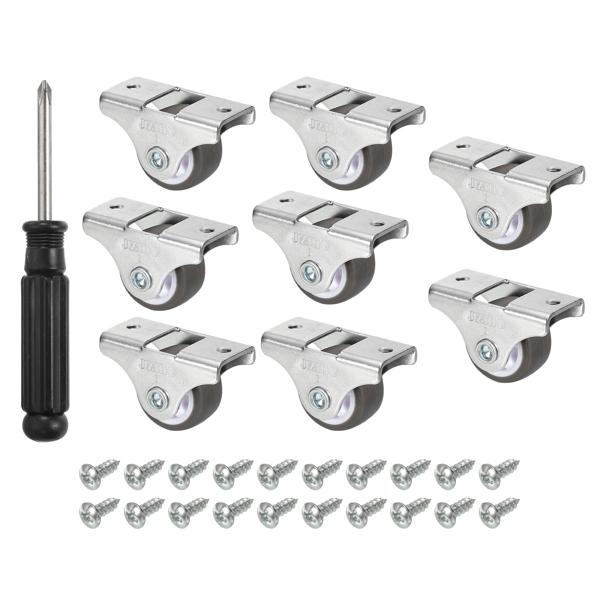 Mini Fixed Caster Wheel 1", 8 Pack TPE Rigid Roller with Metal Top ...