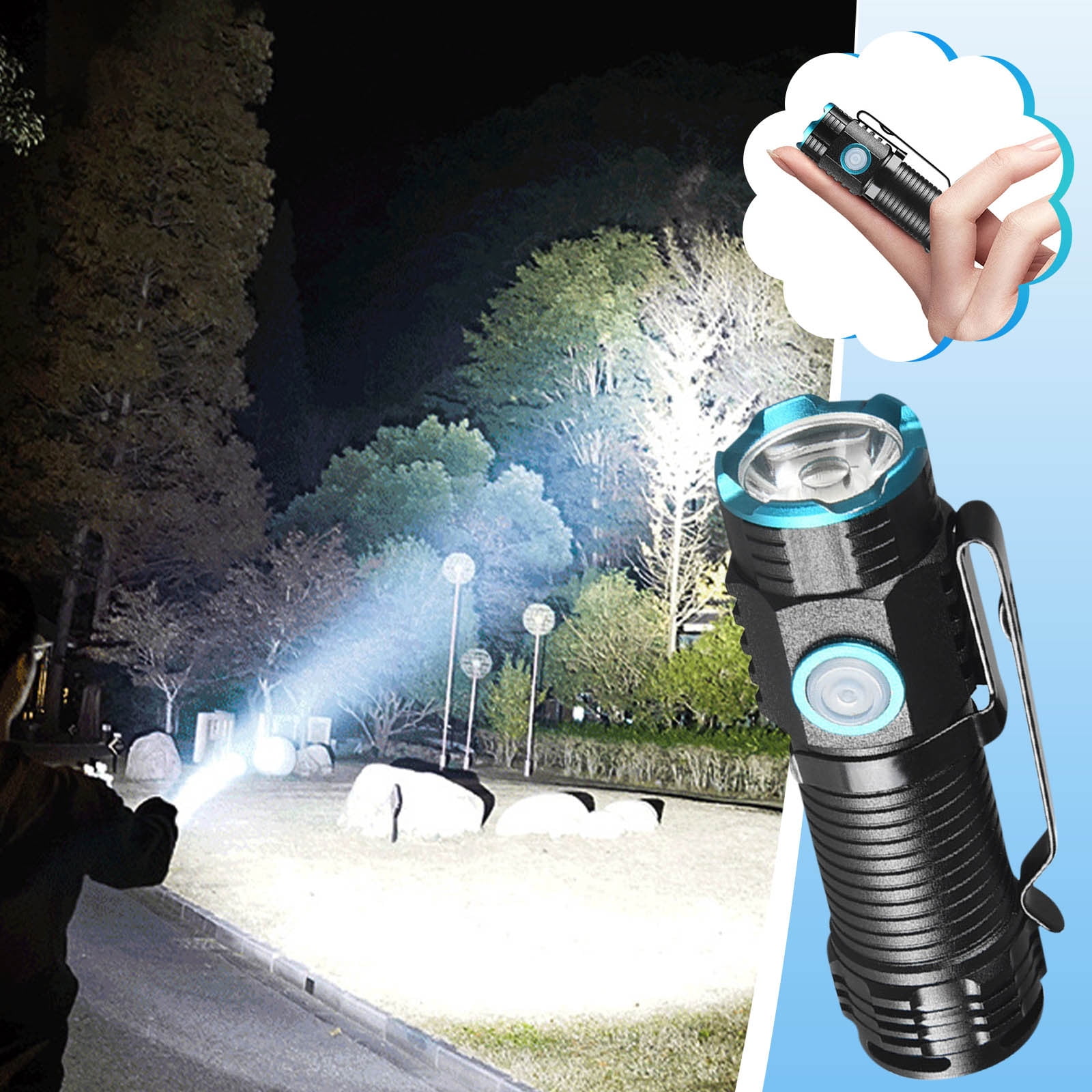 Mini Flashlight, 1000 Lumens, Rechargeable Compact LED Flashlight With ...