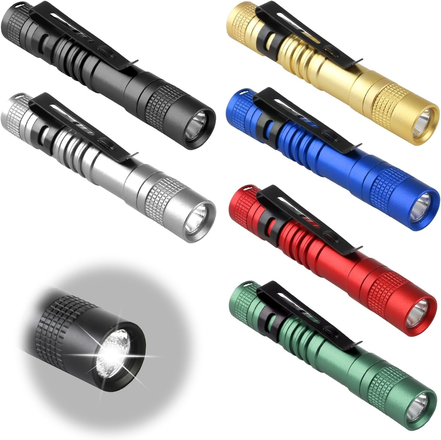 Mini Flashlight, AAA Small Pen Light with Clip, Portable 500lm Pocket ...