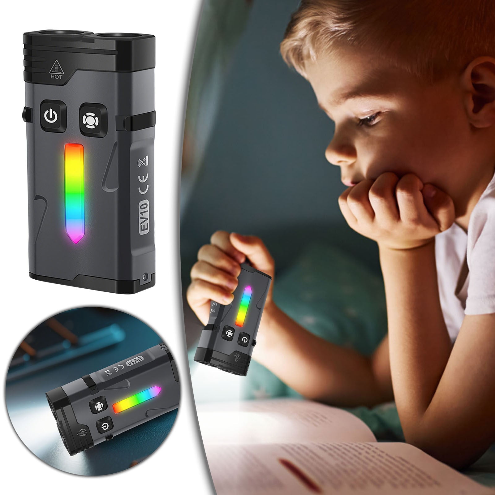 Mini Flashlight All Aluminum Alloy Body RGB Color Light Source ...
