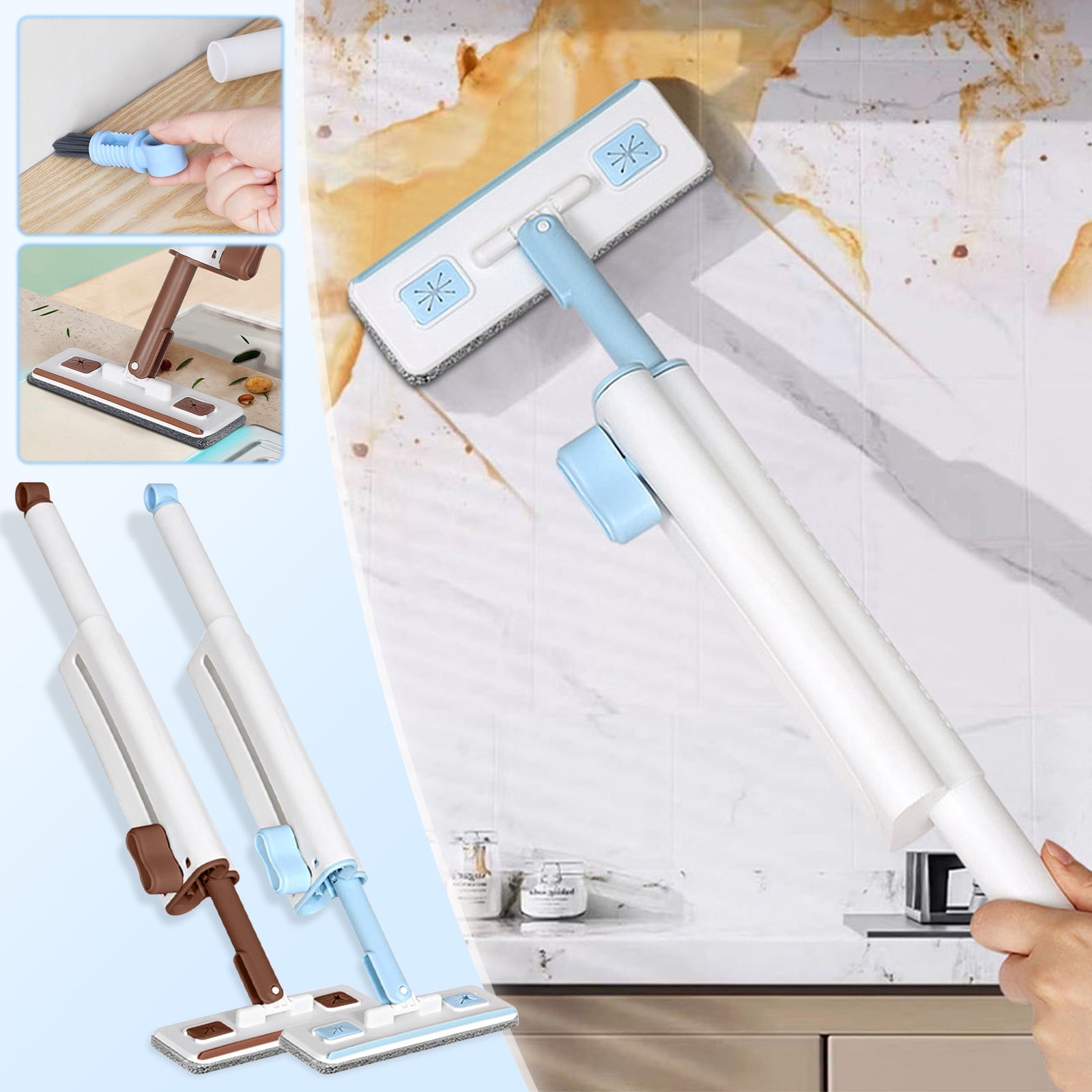 Mini Flat Mop | Compact Desktop & Kitchen Cleaner 360° Rotating Head ...