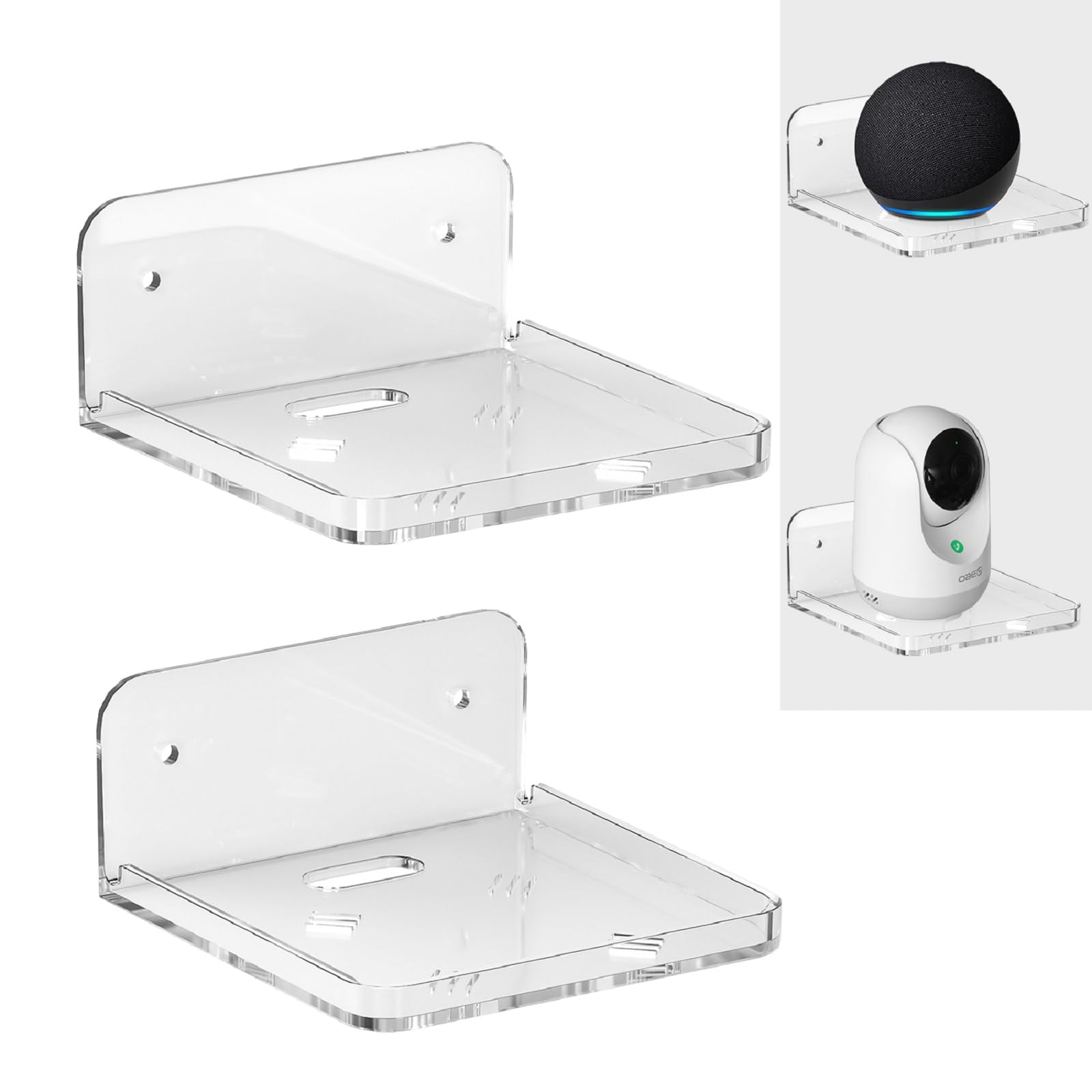 Wall Mount Floating Shelves 2 Pack, Clear Mini Shelf for Camera Monitor ...