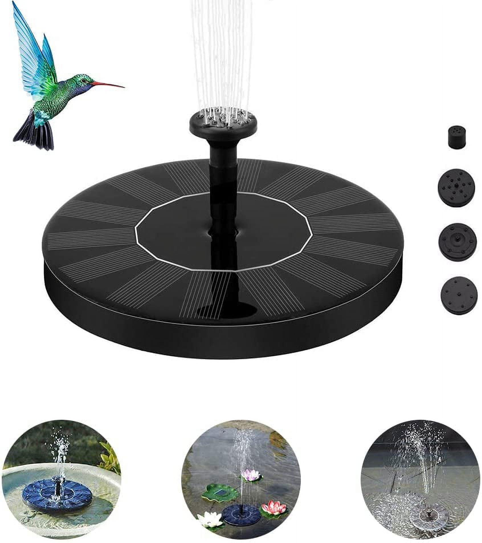 Mini Floating Solar Fountain Pump with 4 Nozzles, 1W, No Battery ...