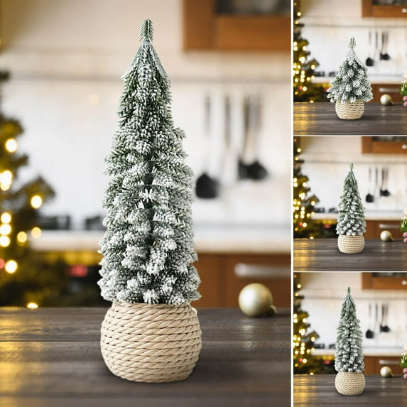 Mini Flocked Snow-Covered Cedar Tabletop Tree | PVC Artificial ...