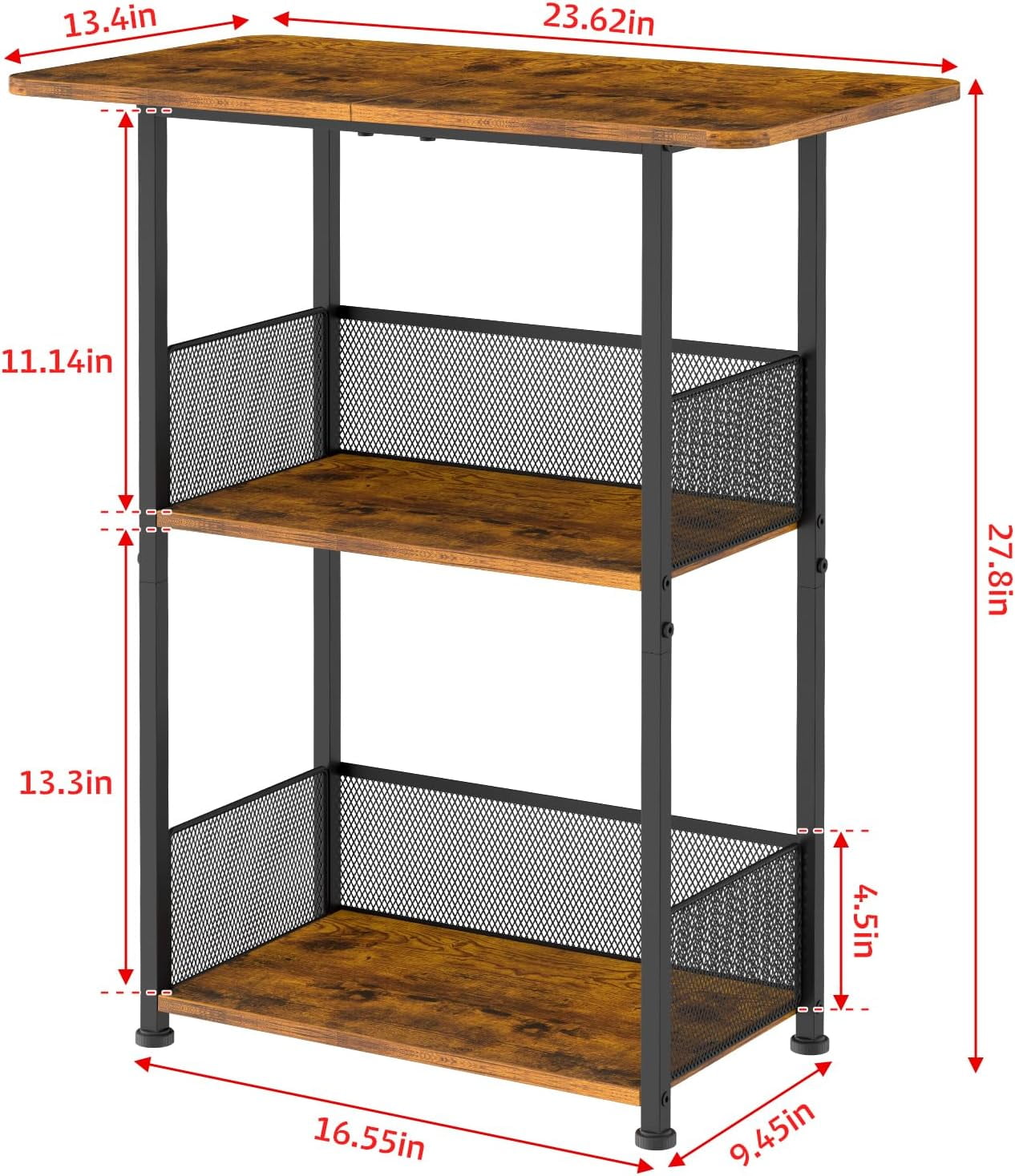 Mini Floor Standing Coffee Bar Shelf,3-Tier Small Coffee Table,Corner ...