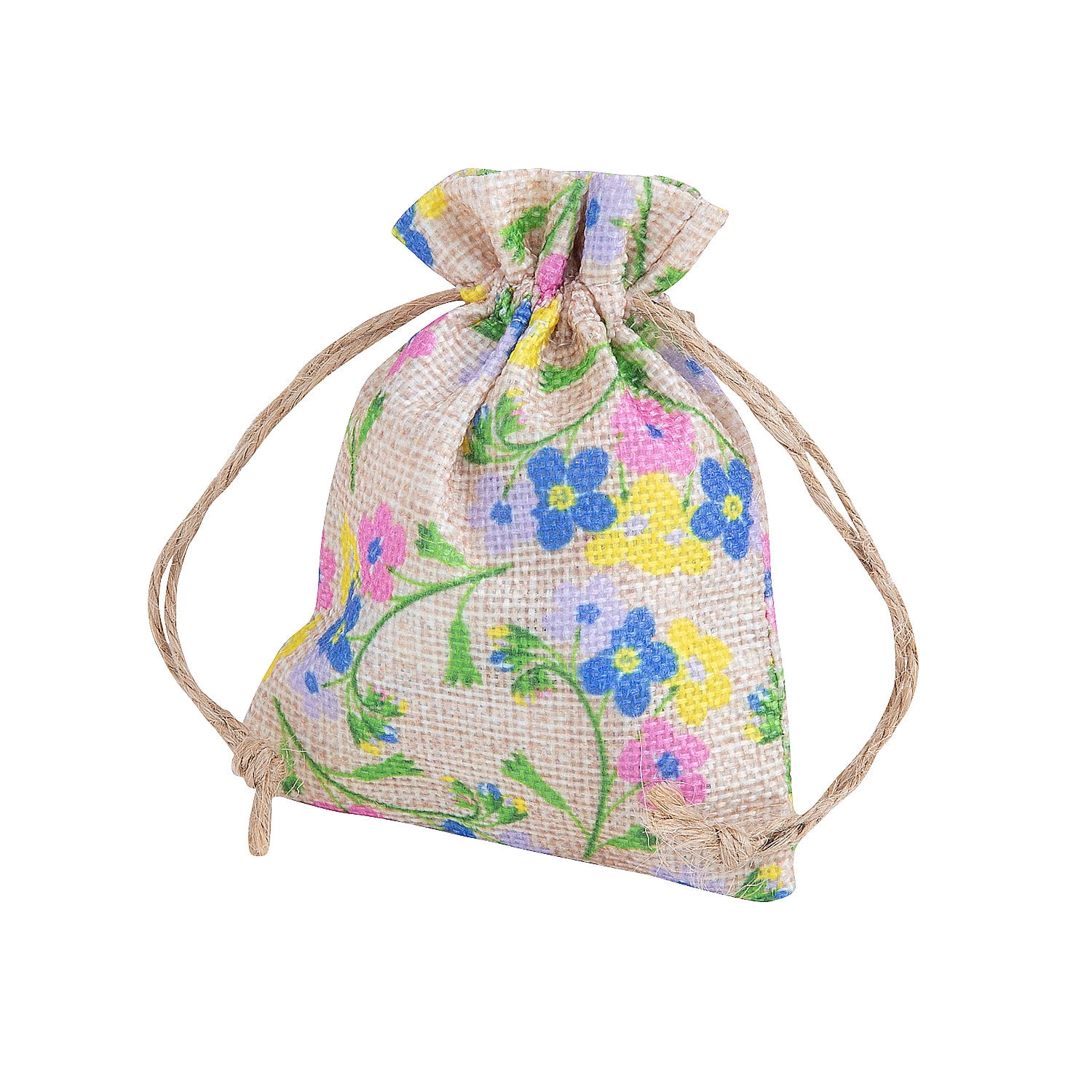 Mini Floral Print Burlap Drawstring Bags – 12 Pieces - Walmart.com