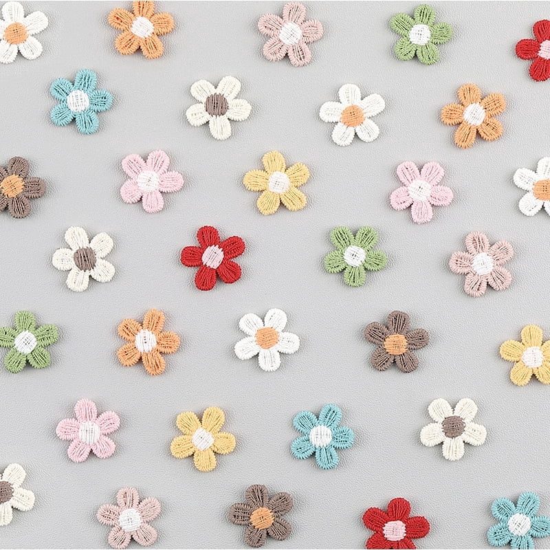 Mini Flower Fabric Patches – Set of 10 Pastel Sew-On Appliques for DIY ...