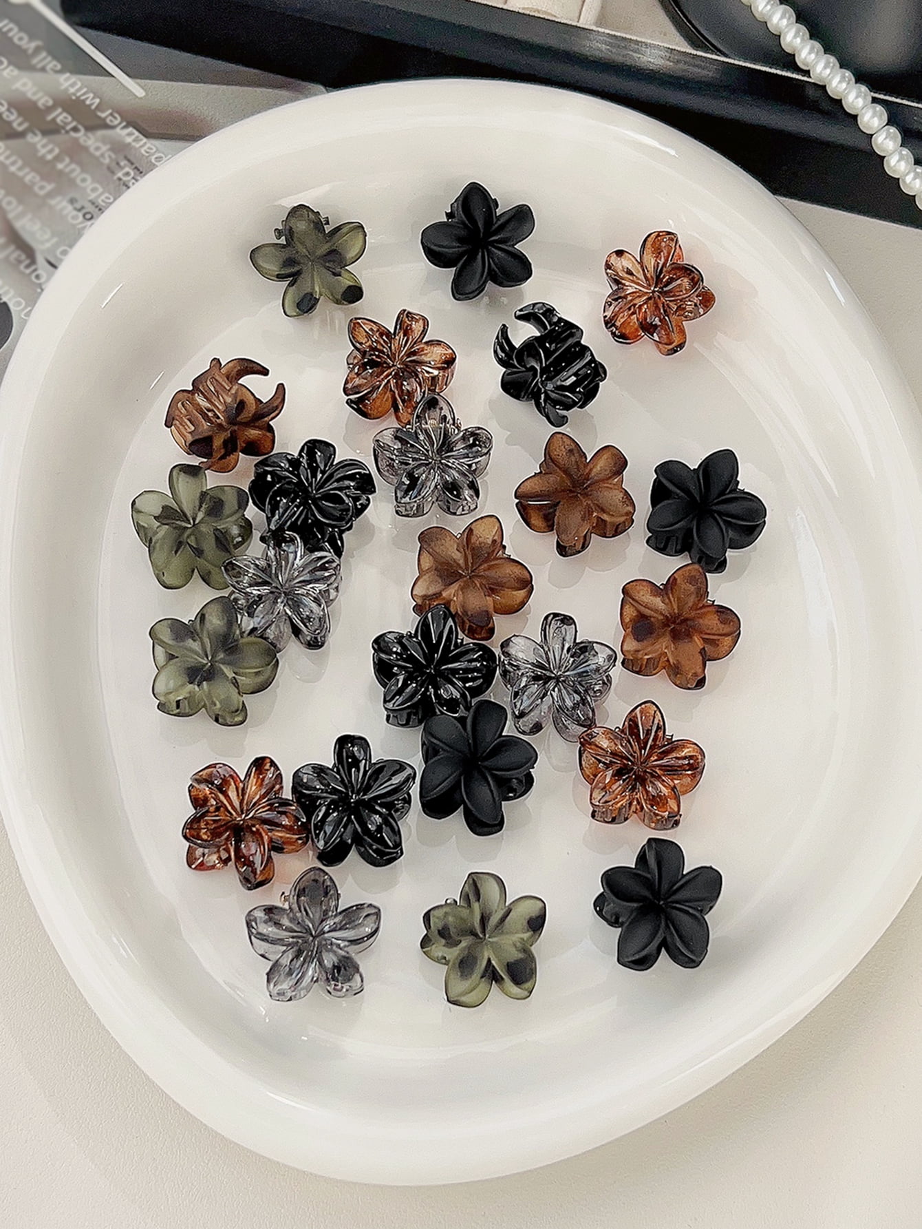 Mini Flower Hair Clips Pack for Women - Creaseless Styling Claw Clips ...