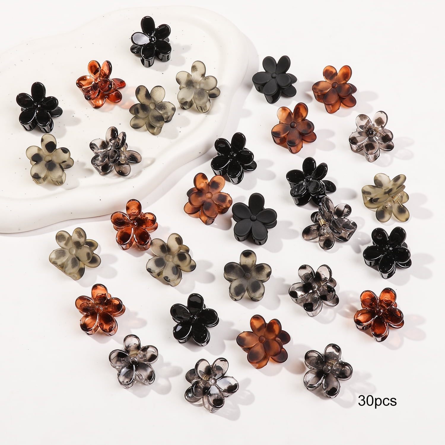 Mini Flower Hair Clips Pack for Women - Creaseless Styling Claw Clips ...