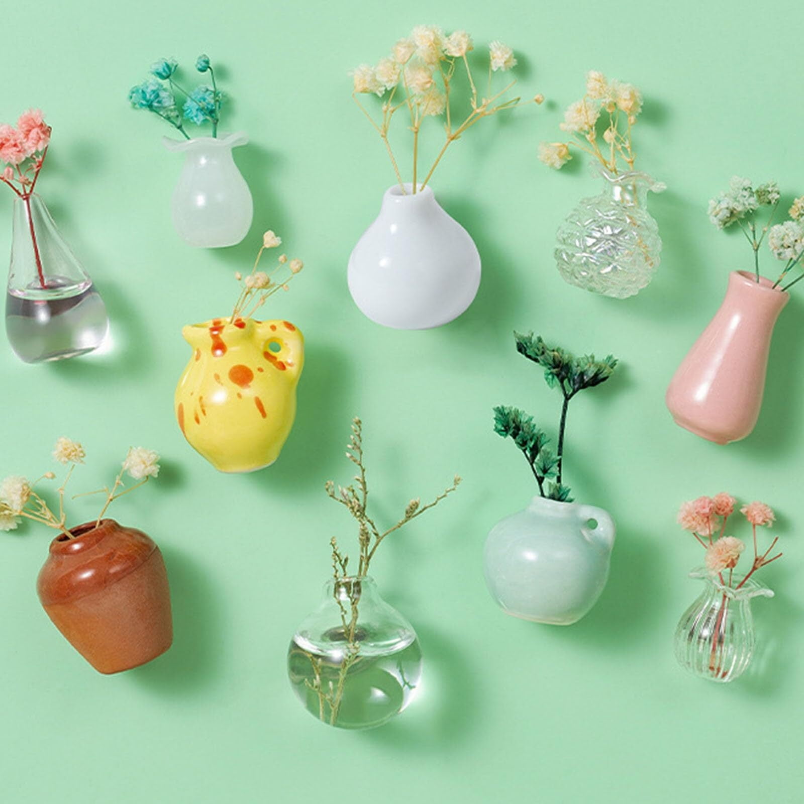 Mini Flower Pot Vases Fridge Magnets Ceramic Magnetic Bud Vases ...