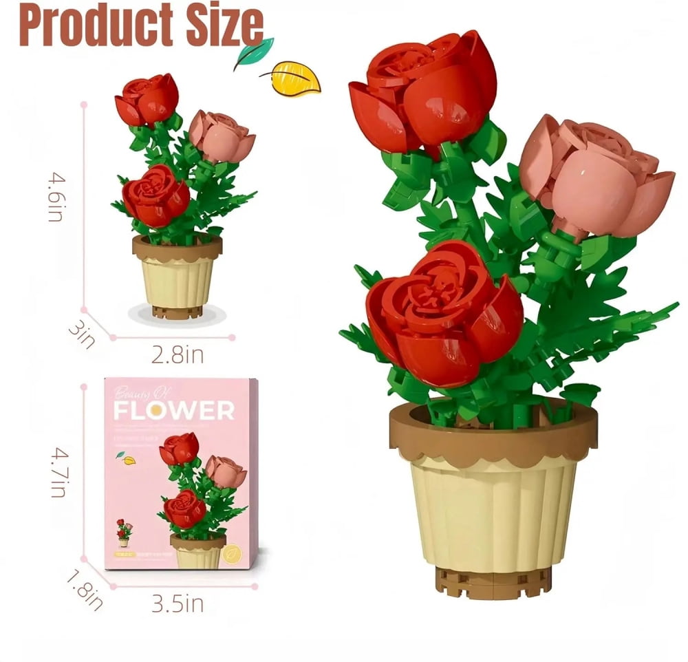 Mini Flower Potted Plant Bonsai Building Toy Blocks Artificial Particle ...