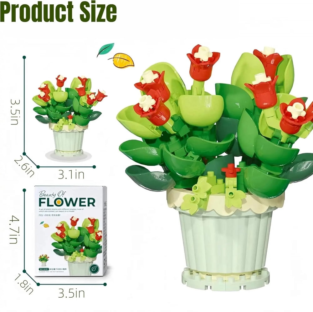 Mini Flower Potted Plant Bonsai Building Toy Blocks Artificial Particle ...