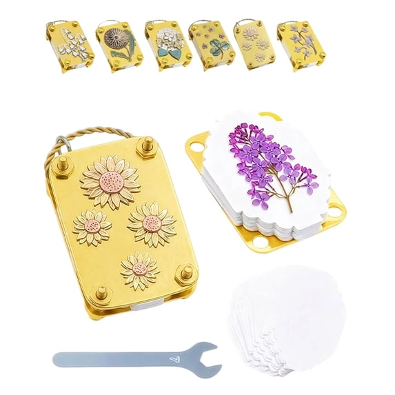 Mini Flower Press Kit Keychain, Portable Engraved Metal Flower Press ...
