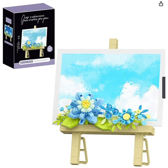 Mini Flowers Picture Frame Building Set, Desk Decor Block Easel for ...