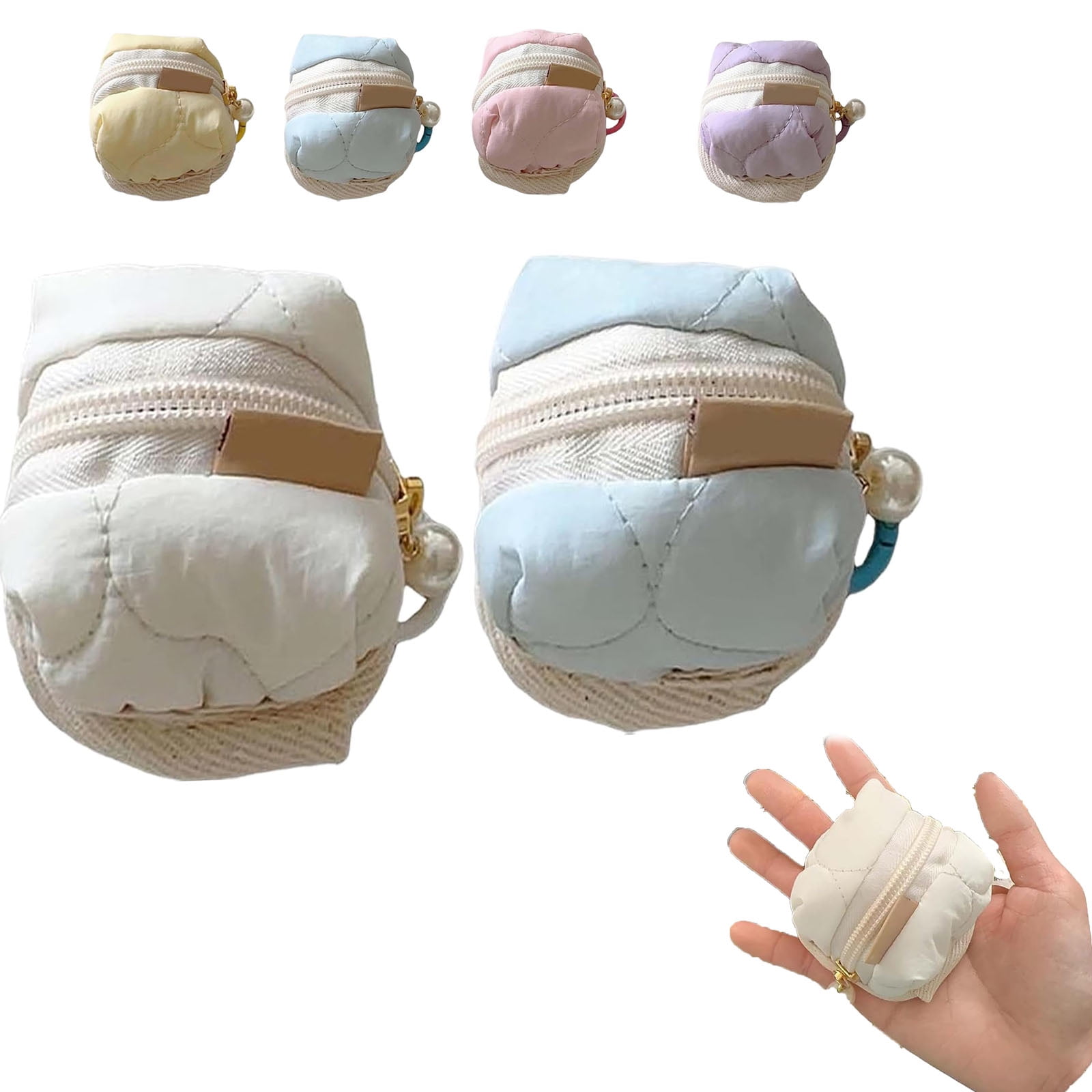 Mini Fluffy Bunny Pouch, Kawaii Mini Wallet Earphone Bag with Zipper ...