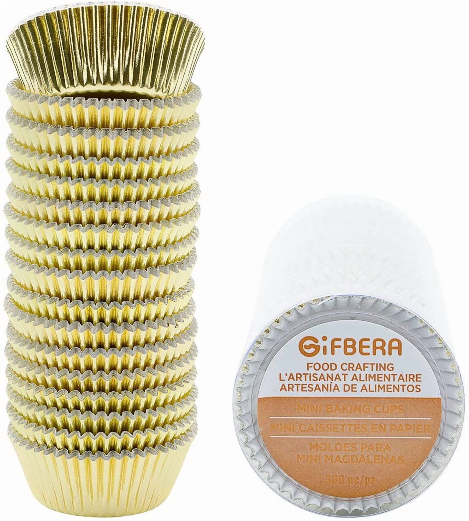 Mini Foil Baking Cups Gold, 300-Count Bright Foil Paper Gold Cupcake ...