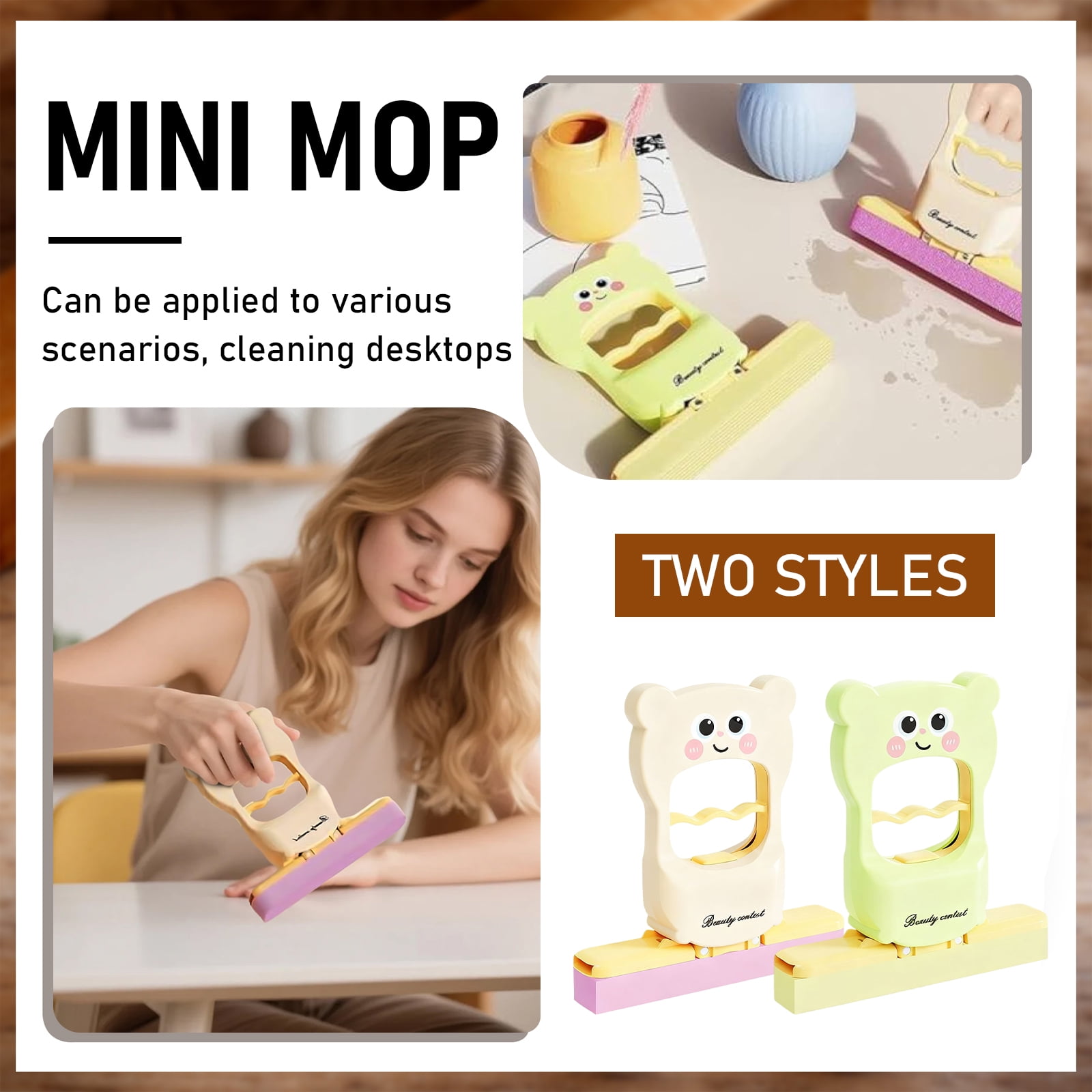 Mini Foldable Desktop Mop, 2025 Portable Cleaning Sponge Mop for Small ...