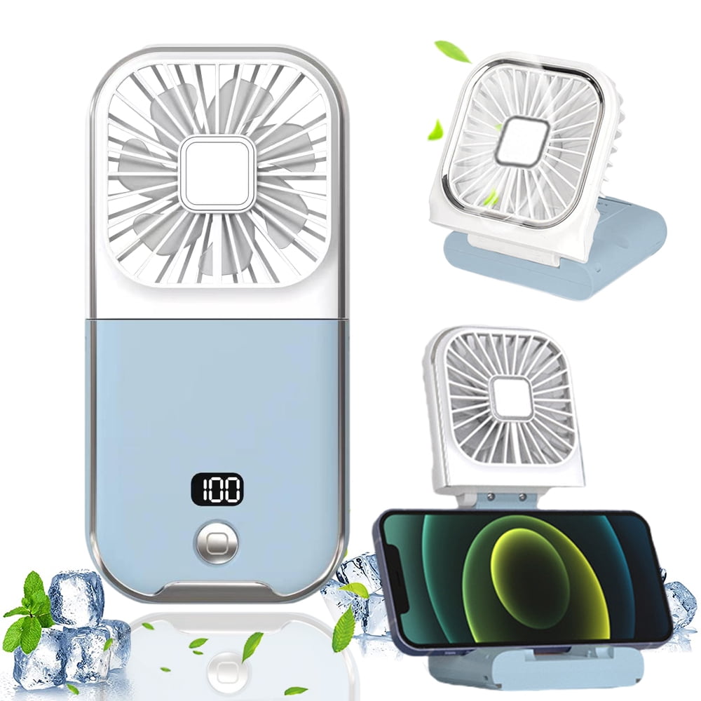 Mini Foldable Hand Fan, USB Power Bank, Hanging Portable Rechargeable ...
