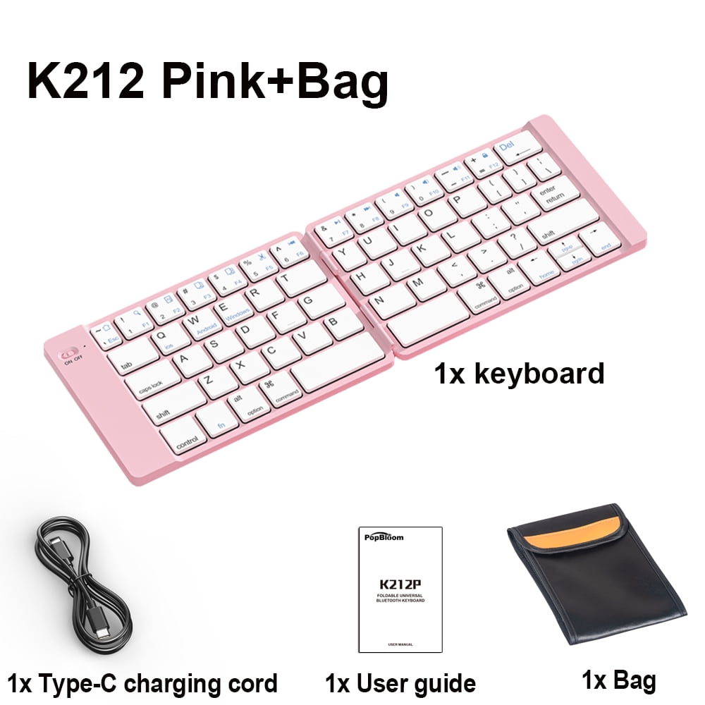 Mini Foldable Keyboard Rechargable Portable Travel Bluetooth Wireless Folding Keyboard for iOS ...