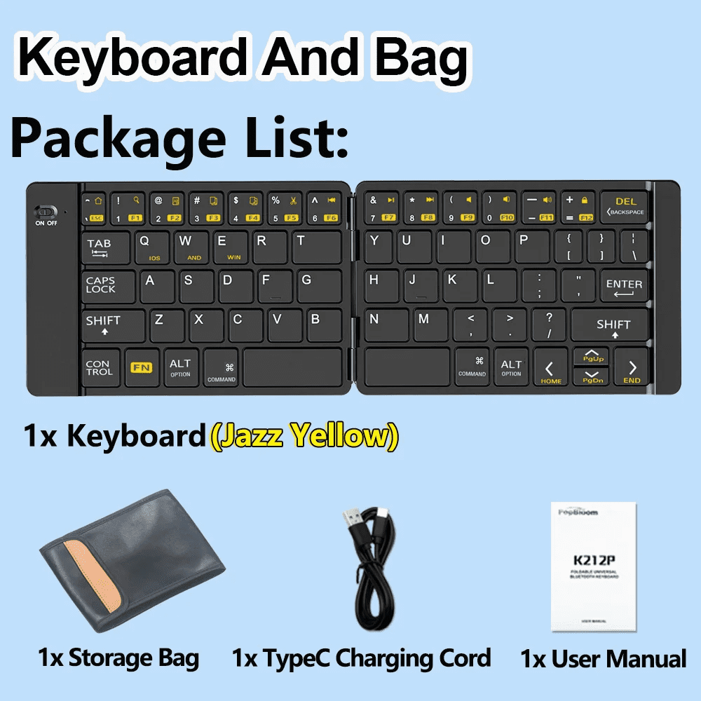 Mini Foldable Wireless Keyboard Ultra Slim Portable Bluetooth Keyboard ...