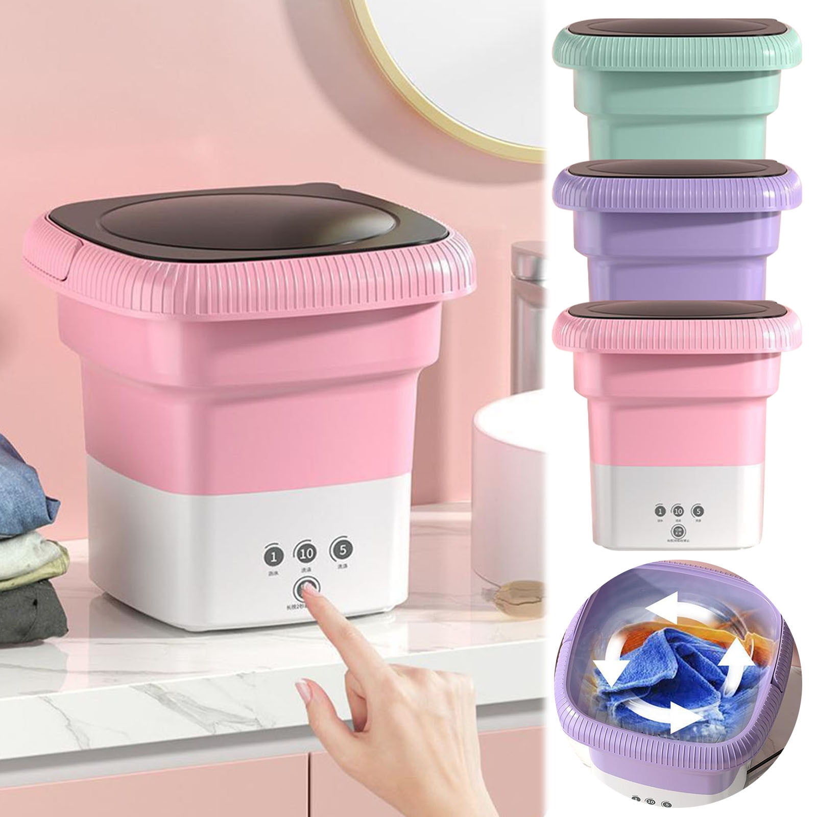 Mini Folding Washing Machine, Portable Laundry Washer with Dehydration ...