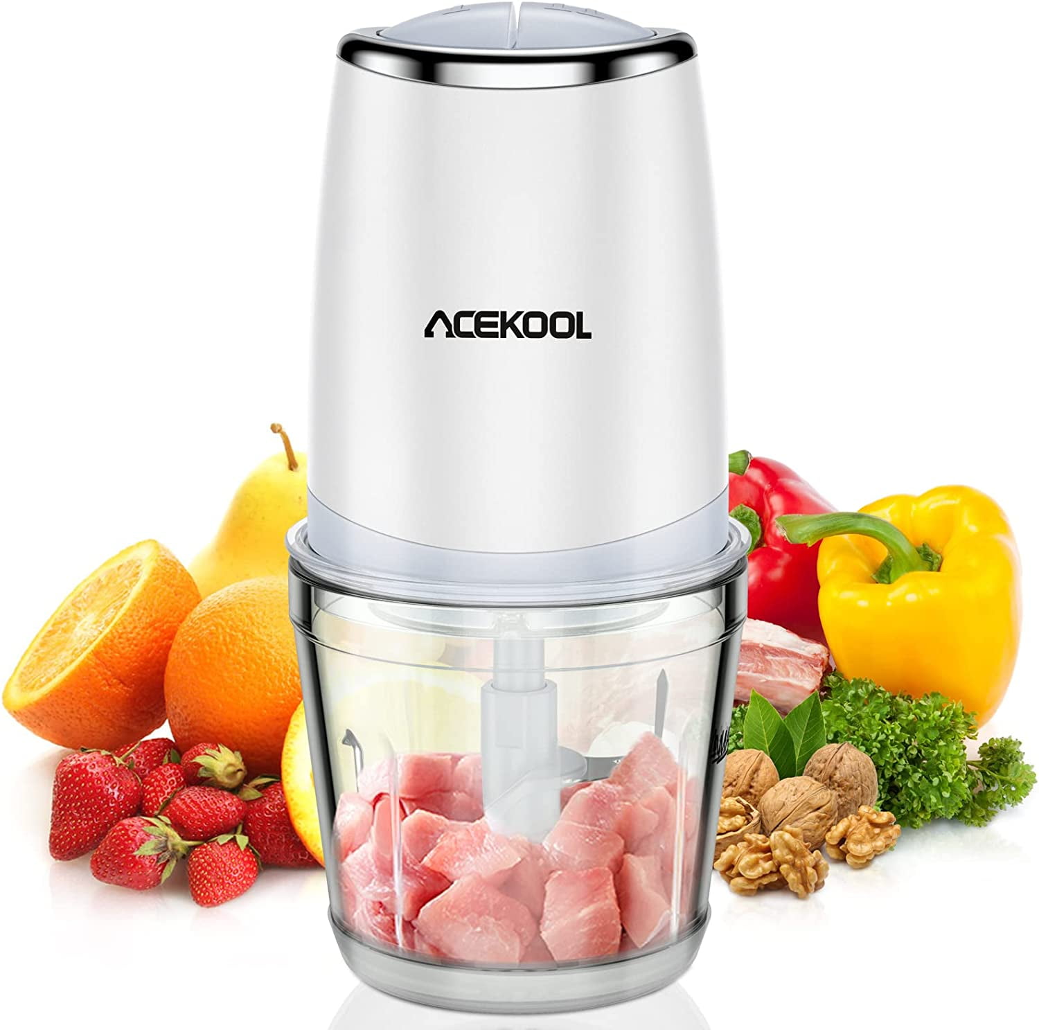 Mini Food Processor with 2.5 Cup Glass Bowl, Acekool Small Electric ...