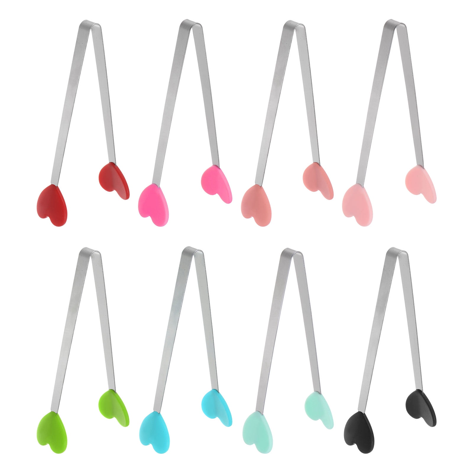 Mini Food Tongs 13.5cm Heart Shape Stainless Steel with Silicon Tips, 8 ...
