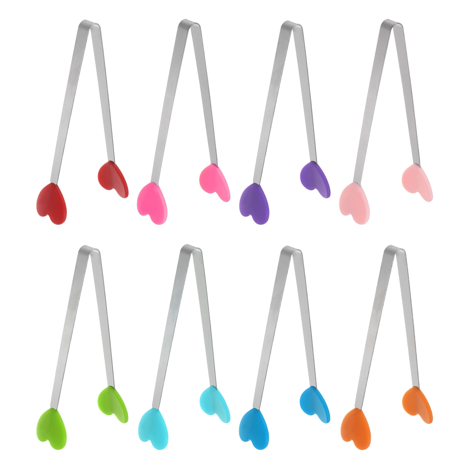 Mini Food Tongs 13.5cm Heart Shape Stainless Steel with Silicon Tips ...