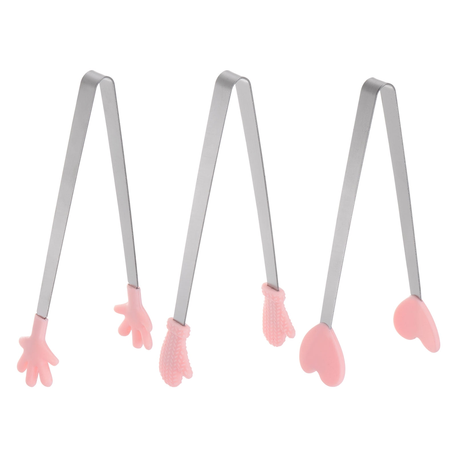 Mini Food Tongs 14cm Pattern Shape Stainless Steel with Silicon Tips ...