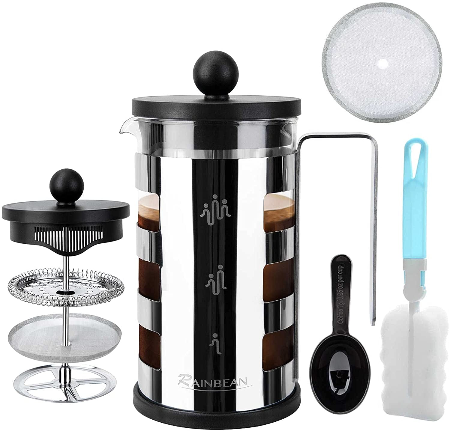 Mini French Press Coffee Maker 12 oz, Small Stainless Steel French ...