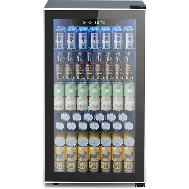 Mini Fridge 130 Can Beverage Refrigerator Cooler, 3.2 Cu.Ft Drink ...