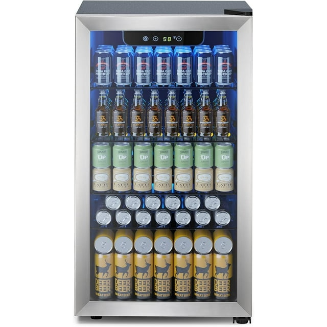 Mini Fridge 130 Can Beverage Refrigerator Cooler, 3.2 Cu.Ft Drink ...