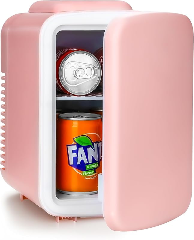 Mini Fridge, 4L/6 Can Portable Cooler & Warmer Freon-Free Small ...