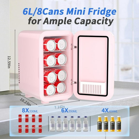Mini Fridge, 6 Liter/8 Can 110V Portable Thermoelectric Cooler ...